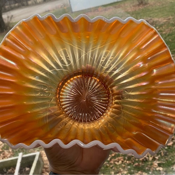 Dugan glass | Other | Vintage Dugan Carnival Glass Marigolds Peach ...
